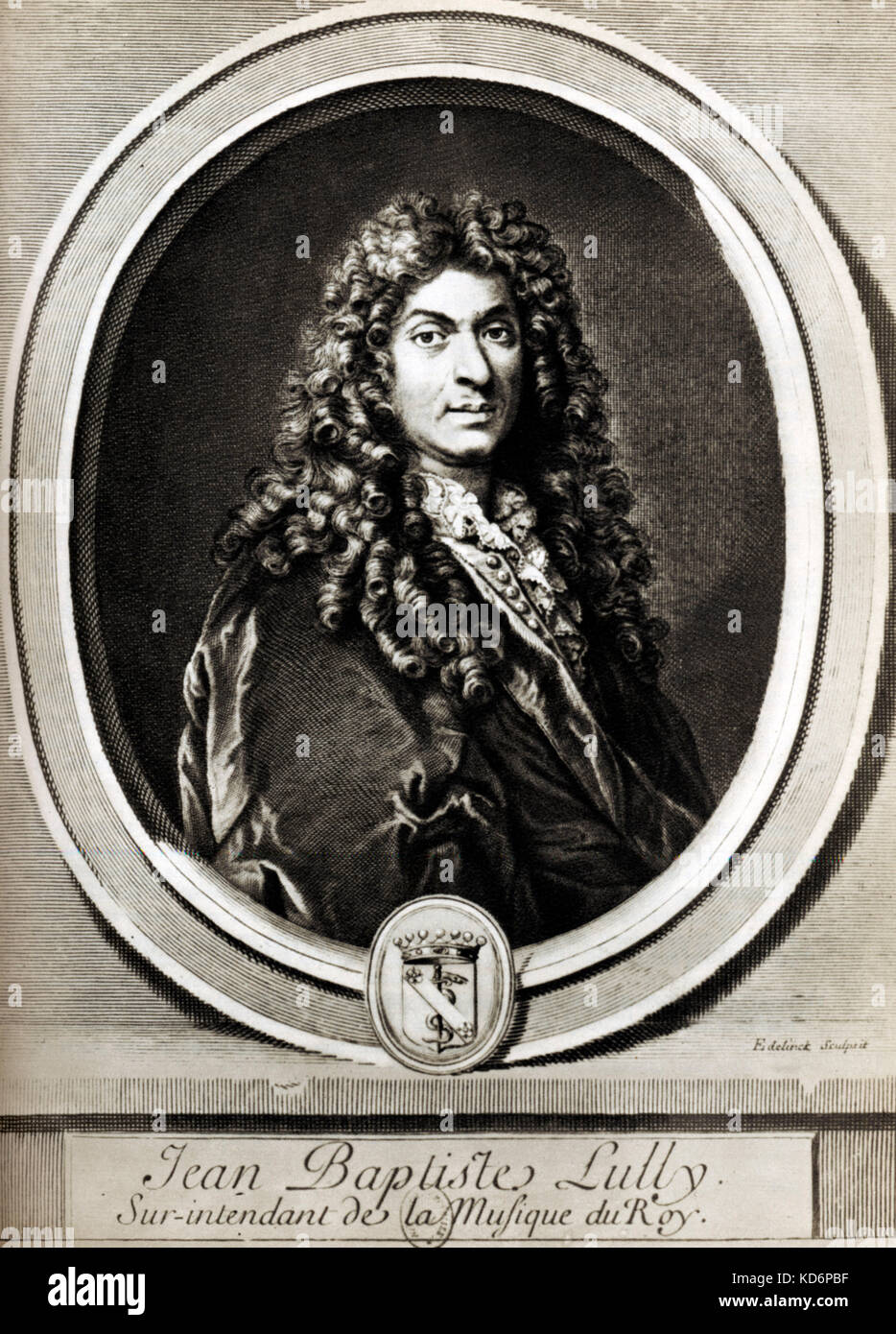 Jean Baptiste Lully, engraved portrait by Roullet after Mignard ...