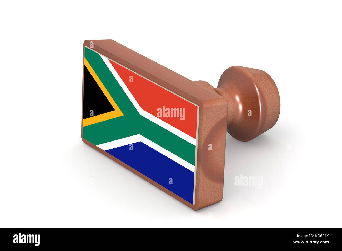 Wooden stamp with South Africa flag image with hi-res rendered artwork ...