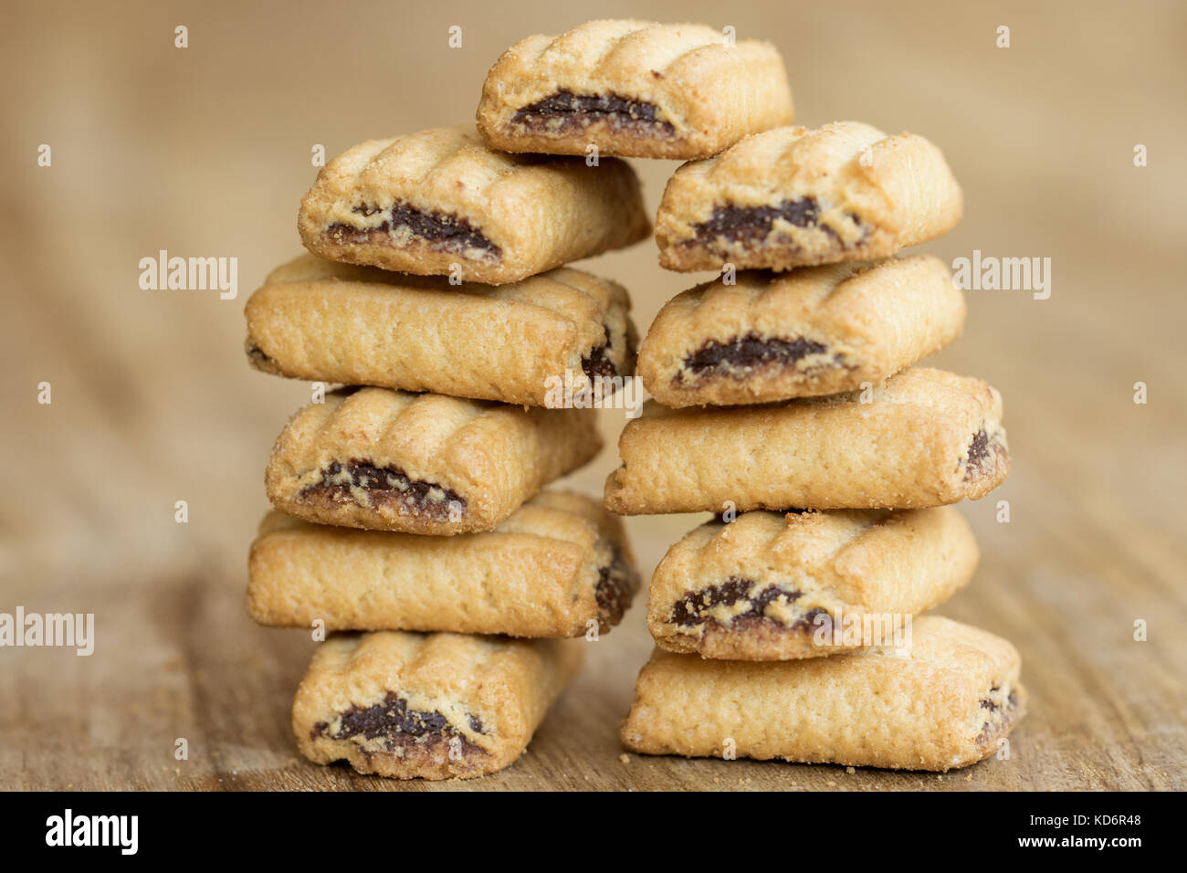 stack of breakfast biscuits stuffed with melted chocolate Stock Photo ...