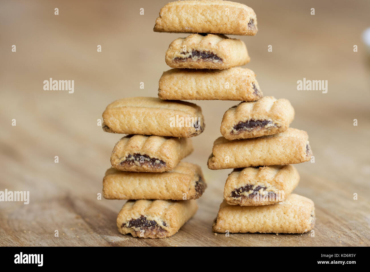 stack of breakfast biscuits stuffed with chocolate Stock Photo - Alamy