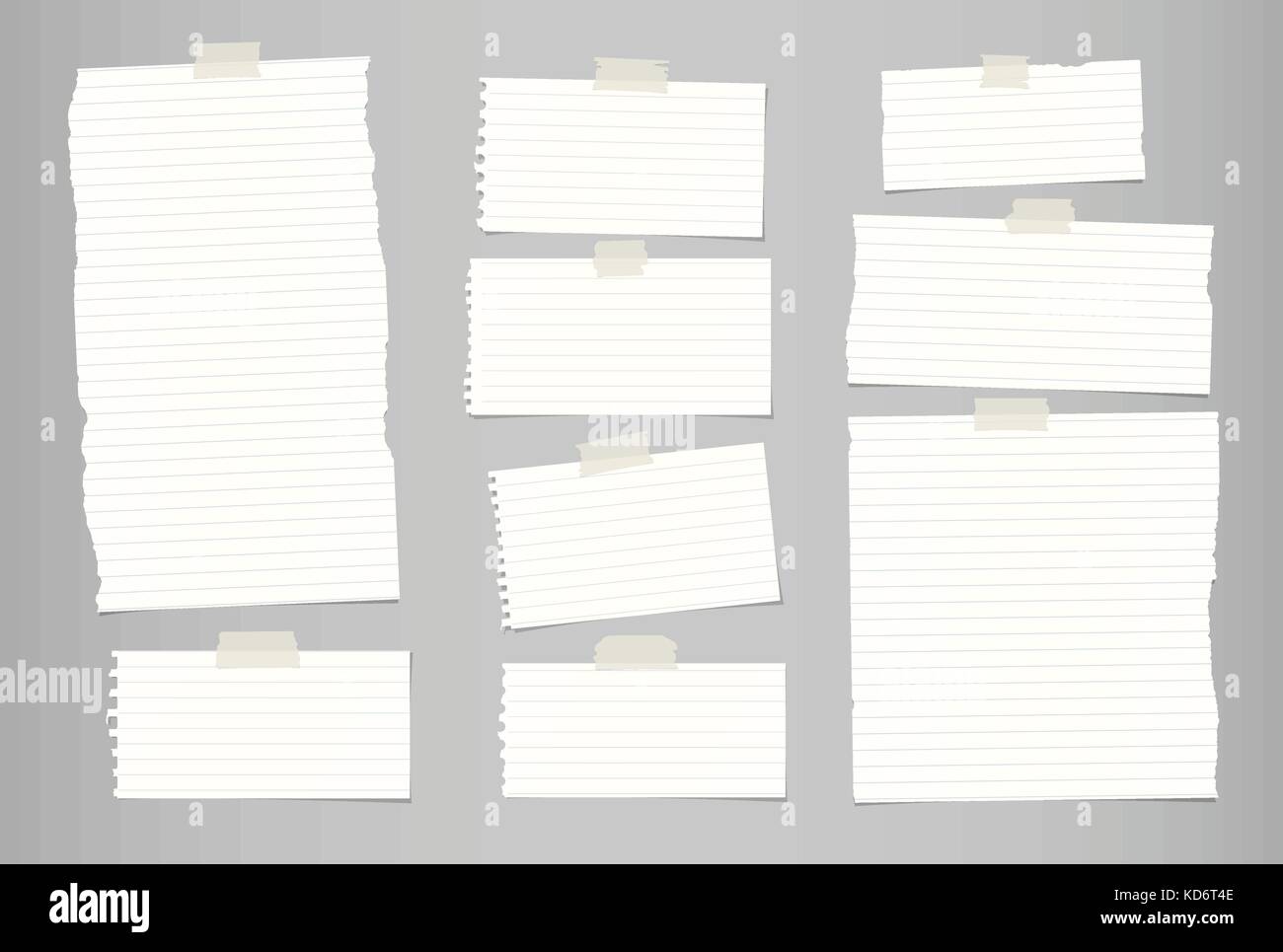 White ripped striped note, notebook paper for message or text stuck ...