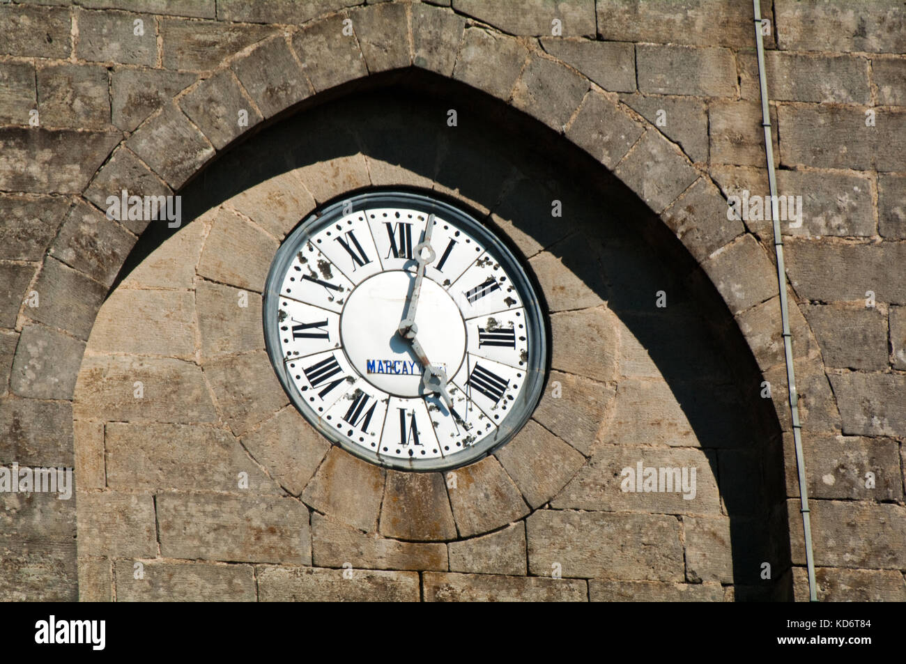 Clock on Chateau Tower,Rocamadour Medieval Town, Perigord Lot, France ...