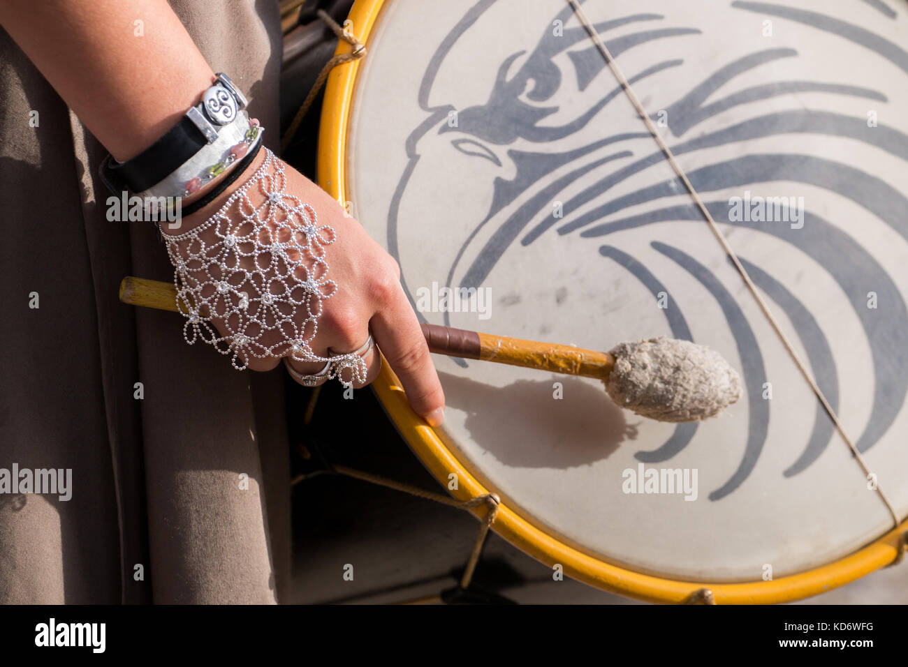Close up view of Medieval band drums Stock Photo - Alamy