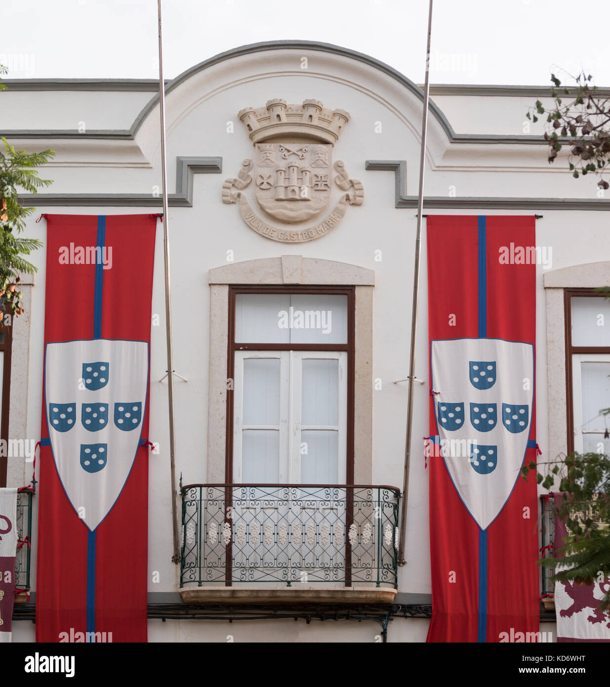 Old Medieval Portuguese flags on a Medieval fair in Castro Marim ...