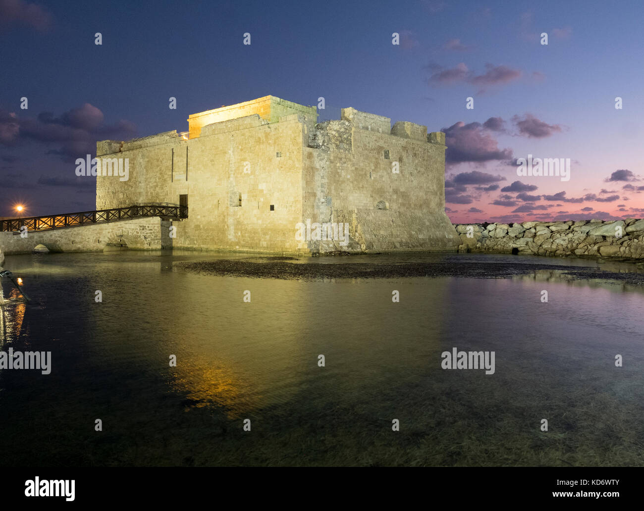 Paphos Castle or Fort sits at the edge of Kato Paphos harbour, in the ...