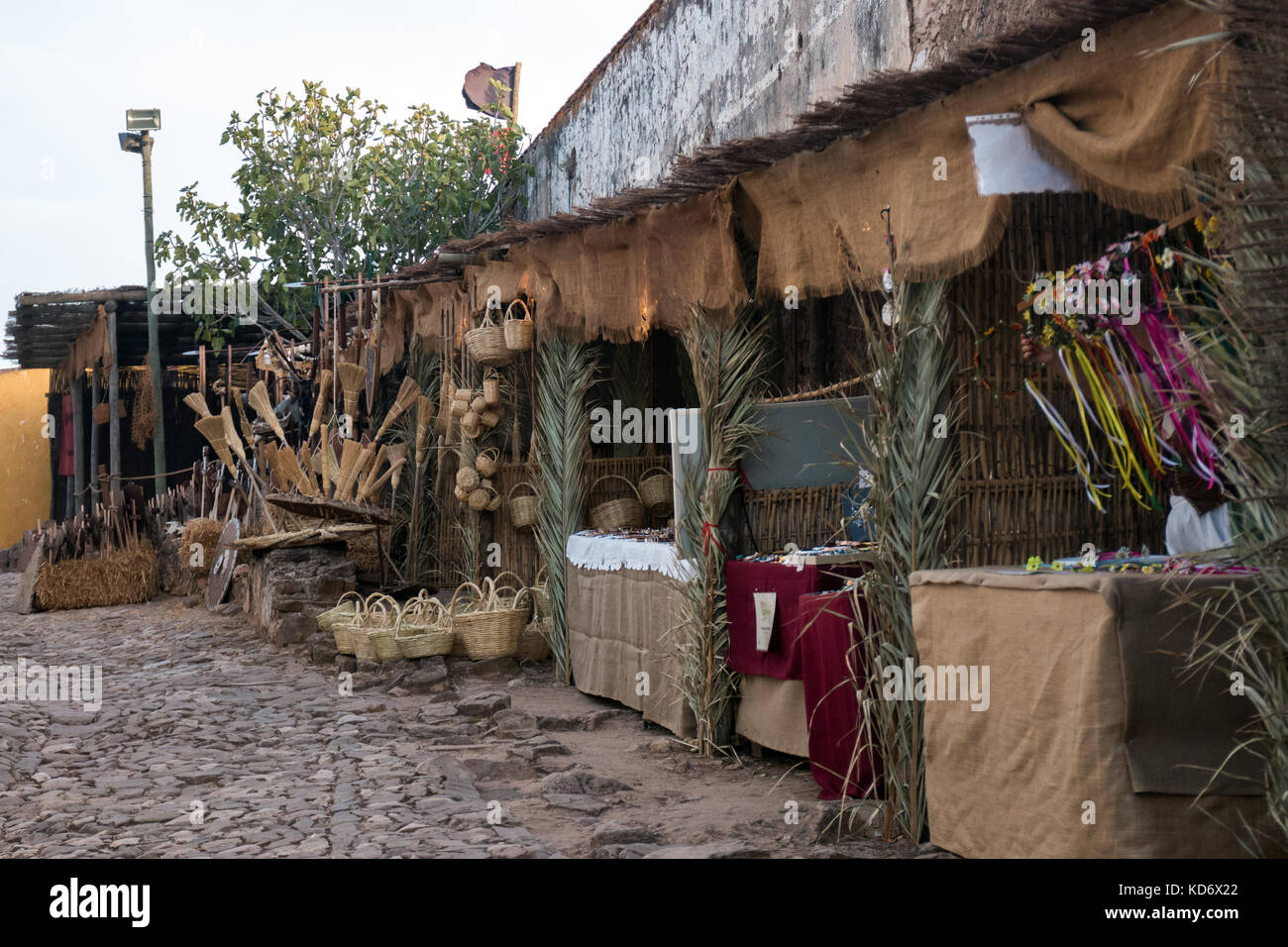 Typical medieval stands on a street of the castle Stock Photo - Alamy