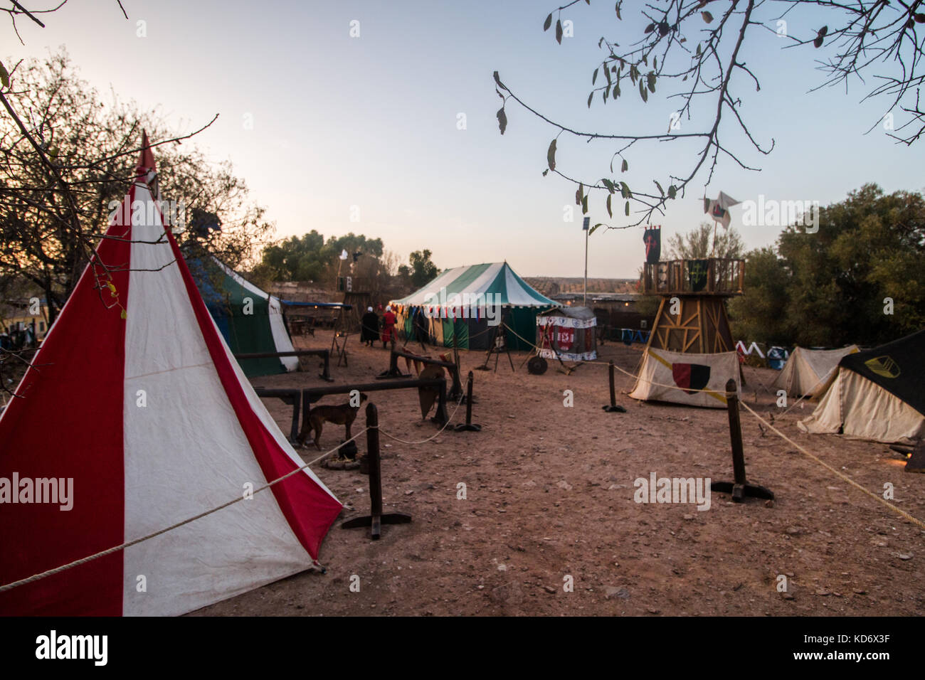 View of a typical medieval camp site with tents Stock Photo - Alamy