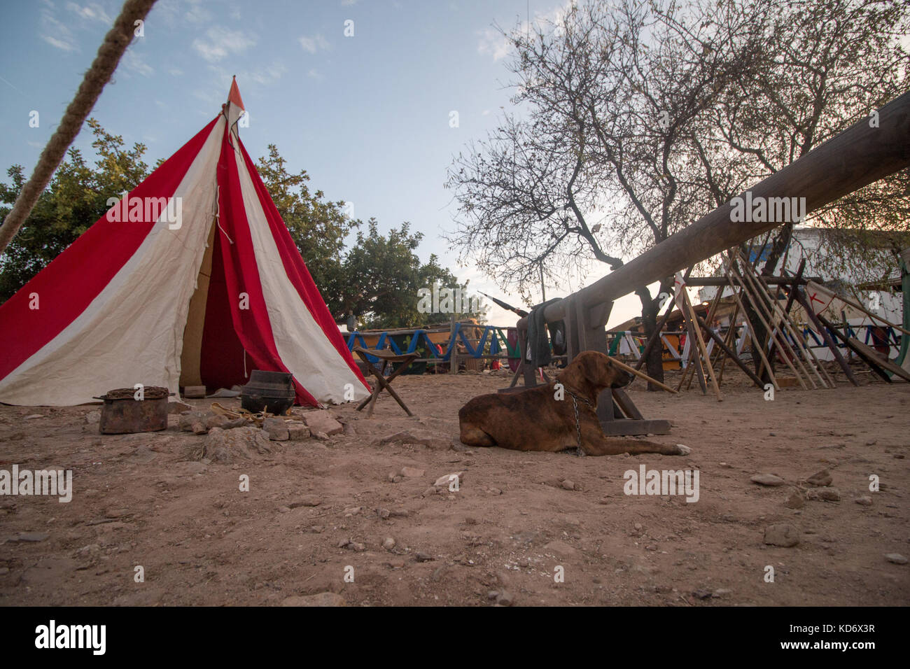View of a typical medieval camp site with tents Stock Photo - Alamy