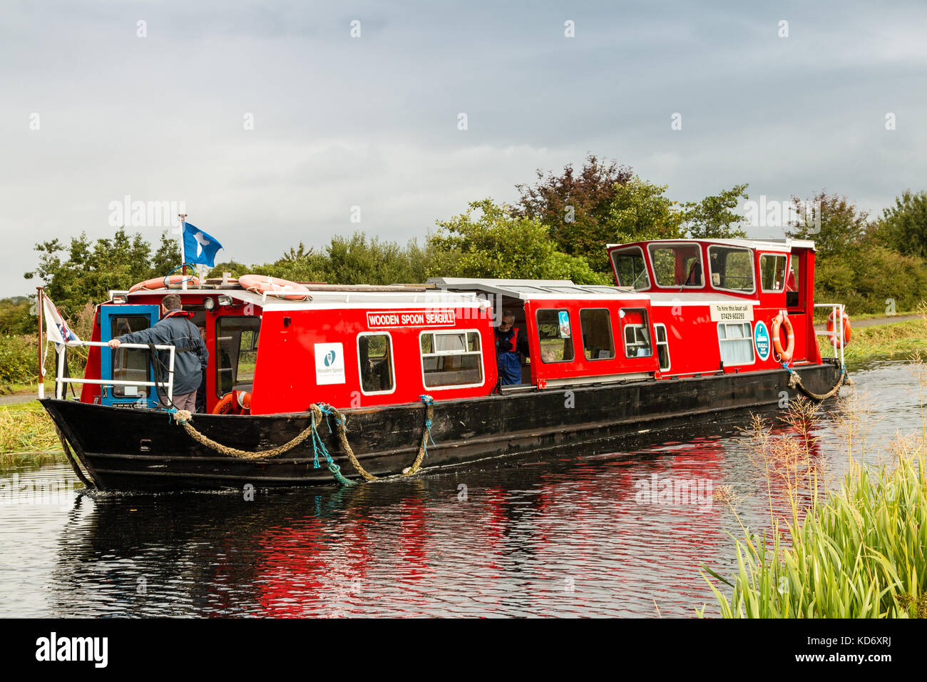 Colourful canal boat, Forth and Clyde Canal, The Helix, Falkirk ...