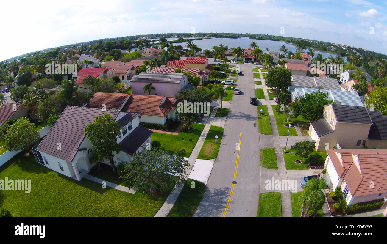 Suburban street in Florida seen in aerial view Stock Photo - Alamy