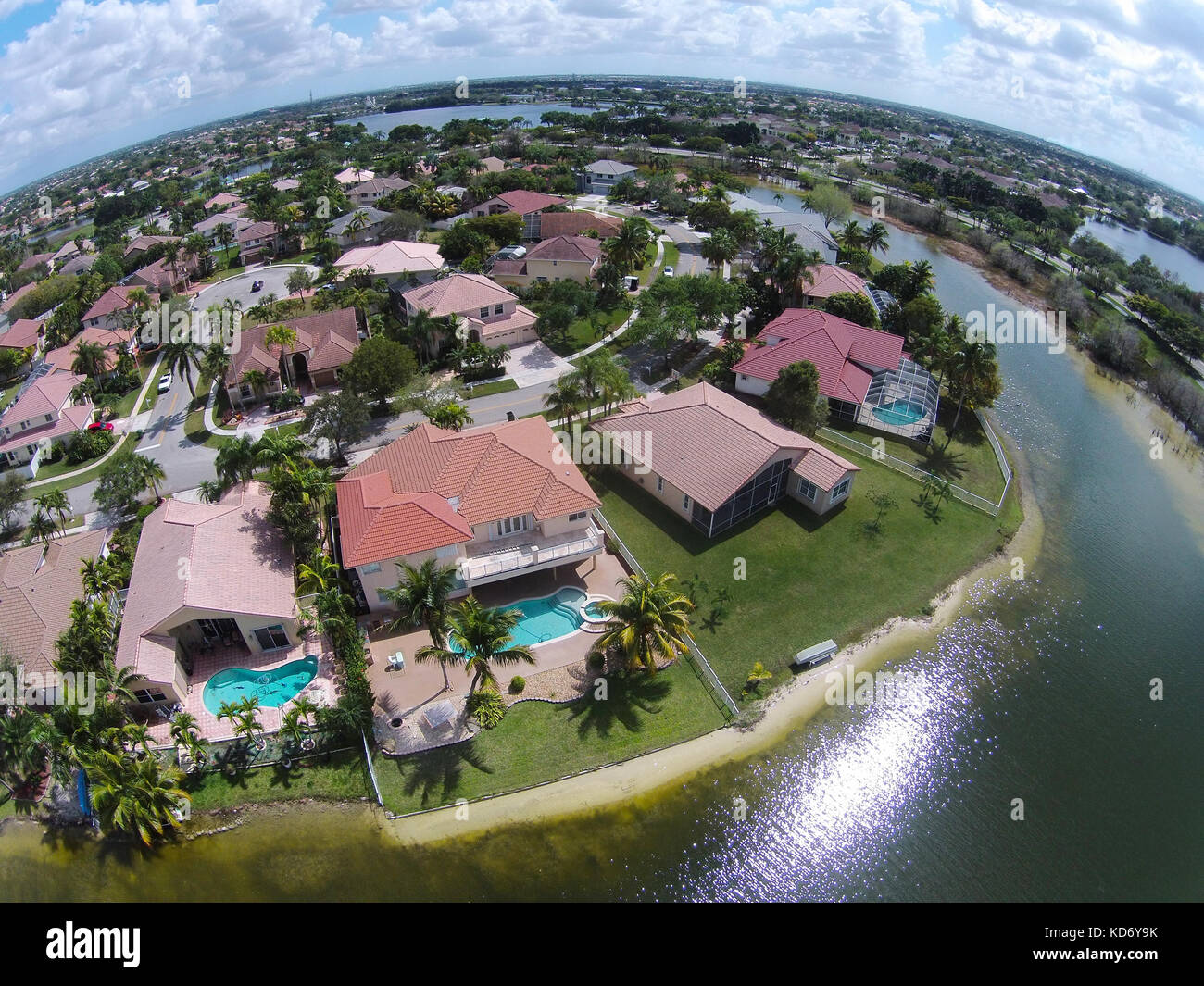 Waterfront homes in Florida seen from above Stock Photo - Alamy