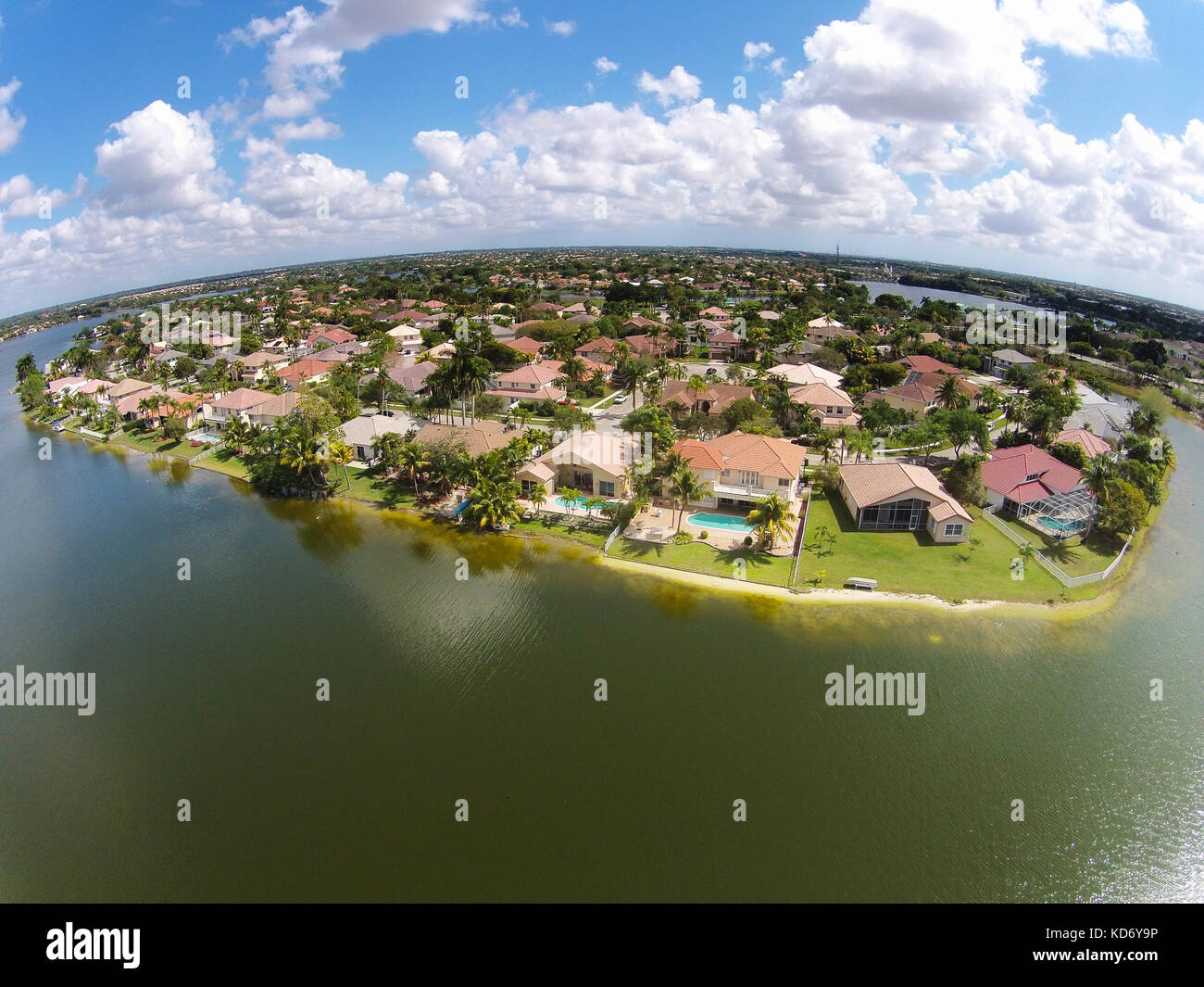 Middle class waterfront homes in Florida aerial view Stock Photo - Alamy