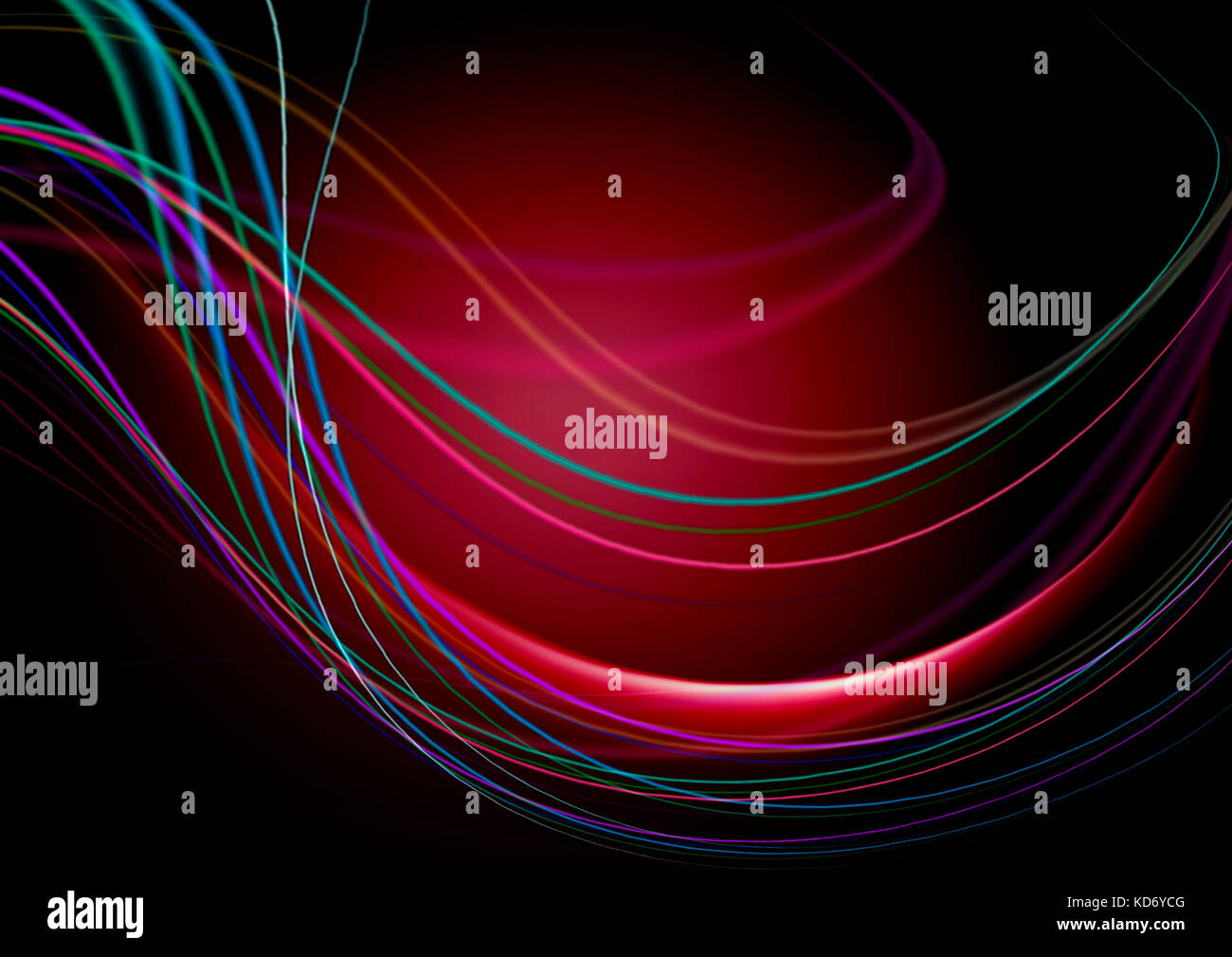 Abstract black background and falling concave colored stripes on the ...