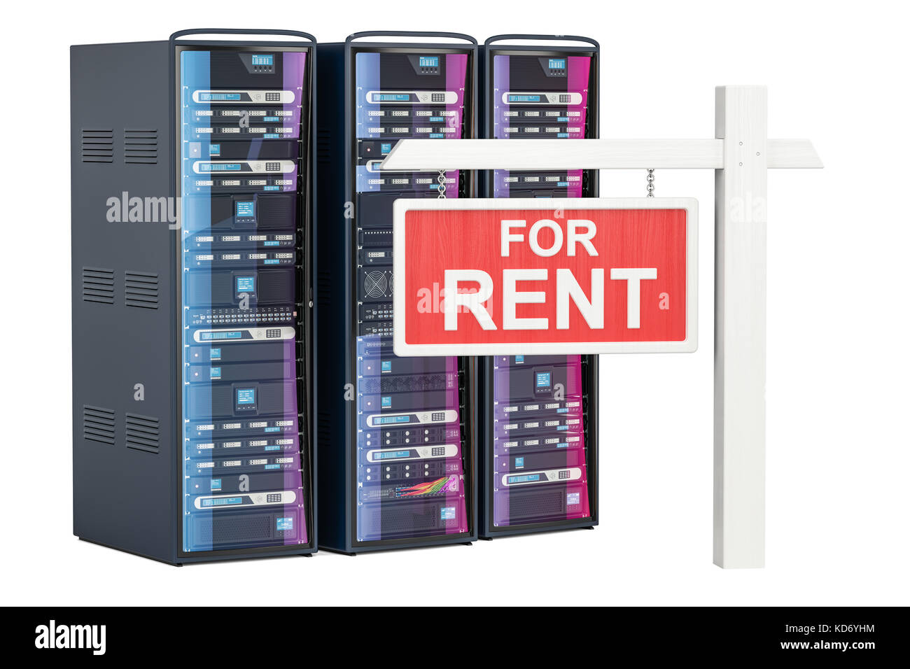 Server Rental concept, 3D rendering isolated on white background Stock ...
