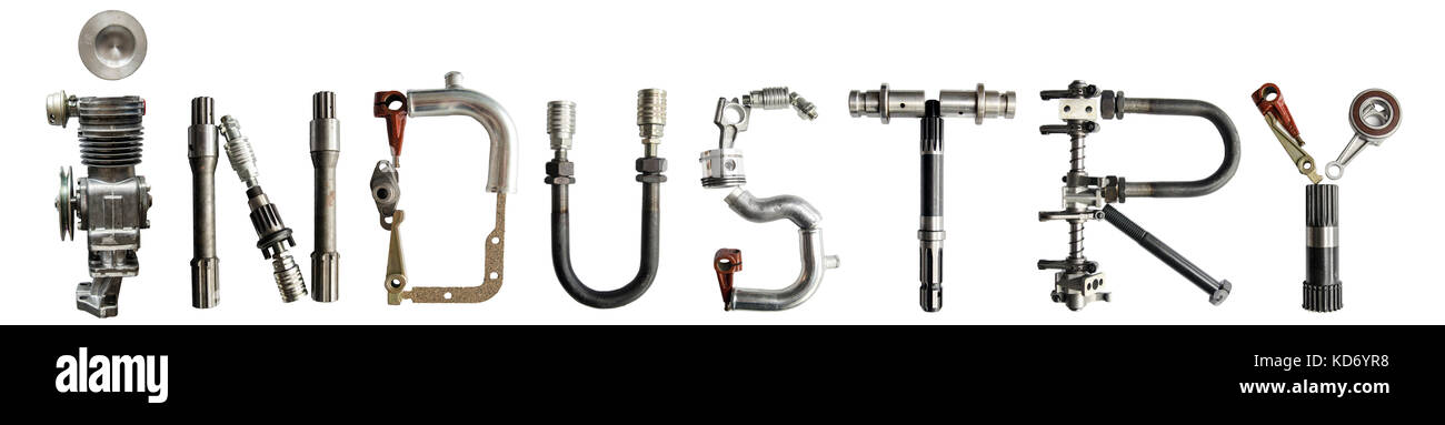 Word "Industry" written with various automotive, agriculture heavy ...