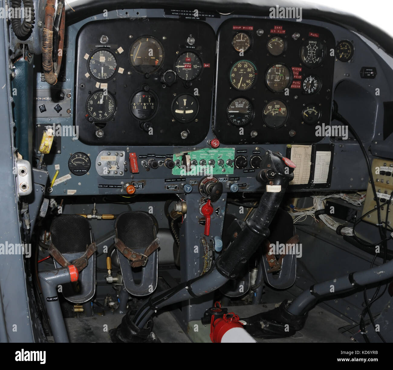 Vintage propeller airplane cockpitand instrument view Stock Photo - Alamy