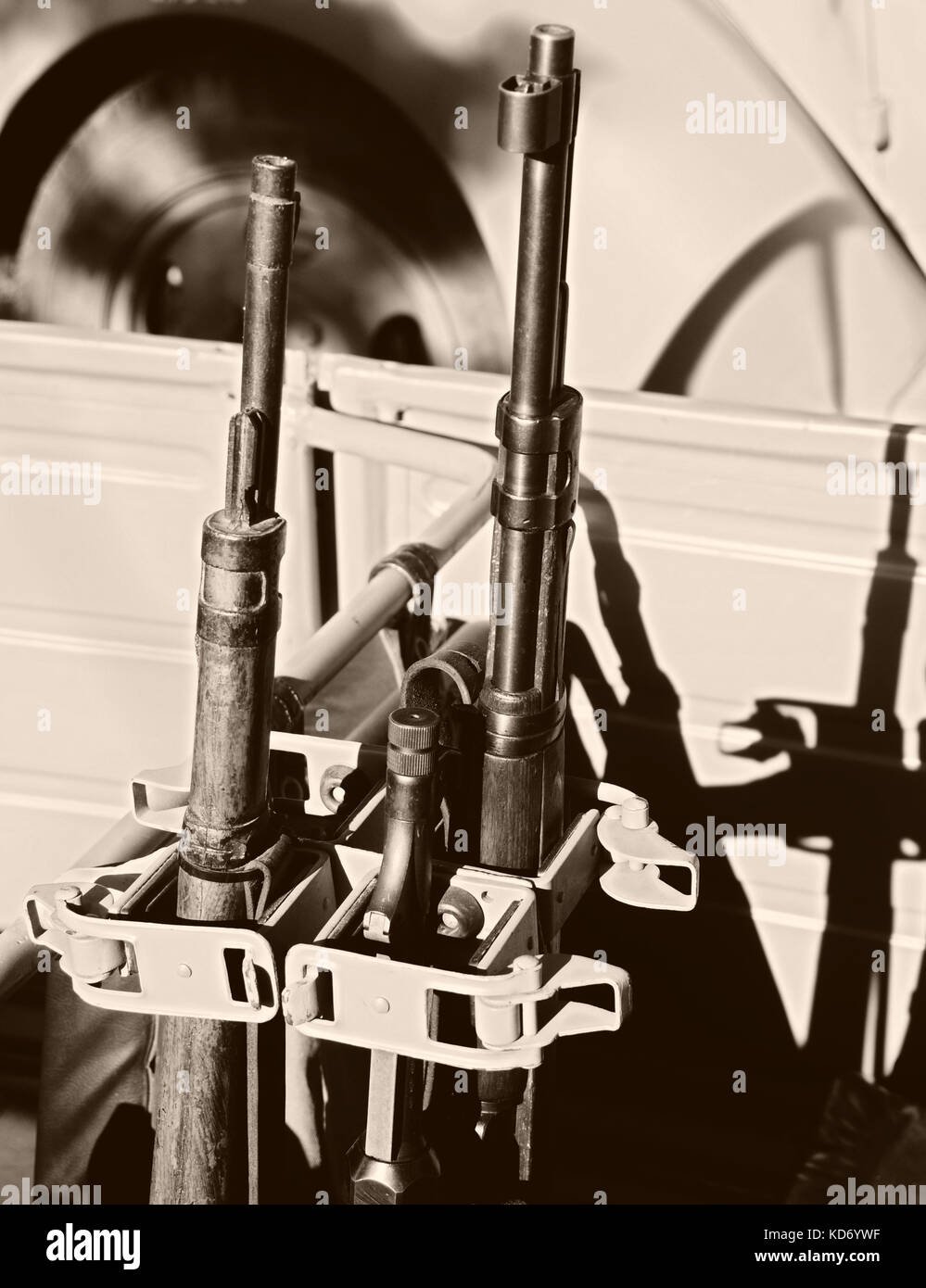 World War II era rifles in the back of a vehicle Stock Photo - Alamy