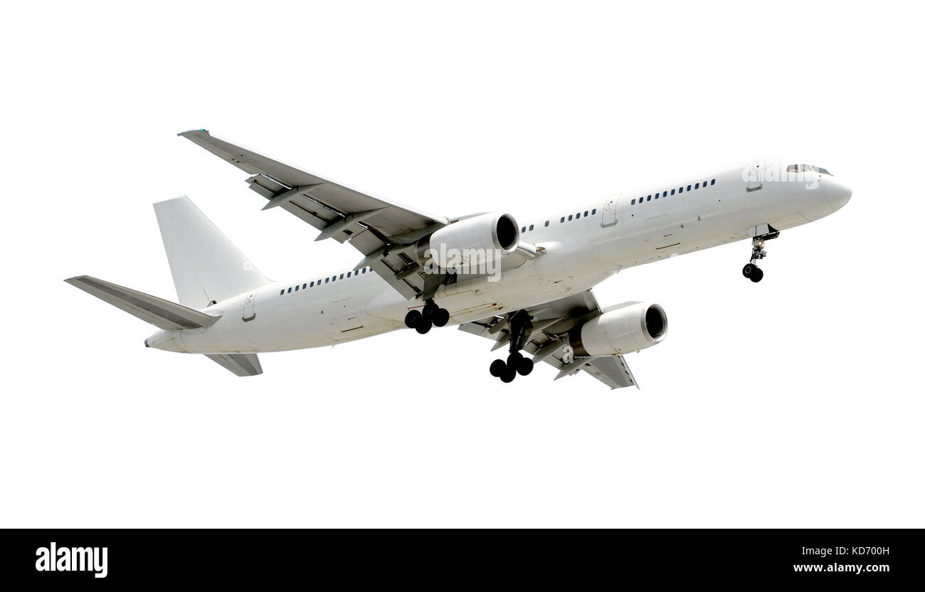 Modern passenger jet airplane isolated on white Stock Photo - Alamy