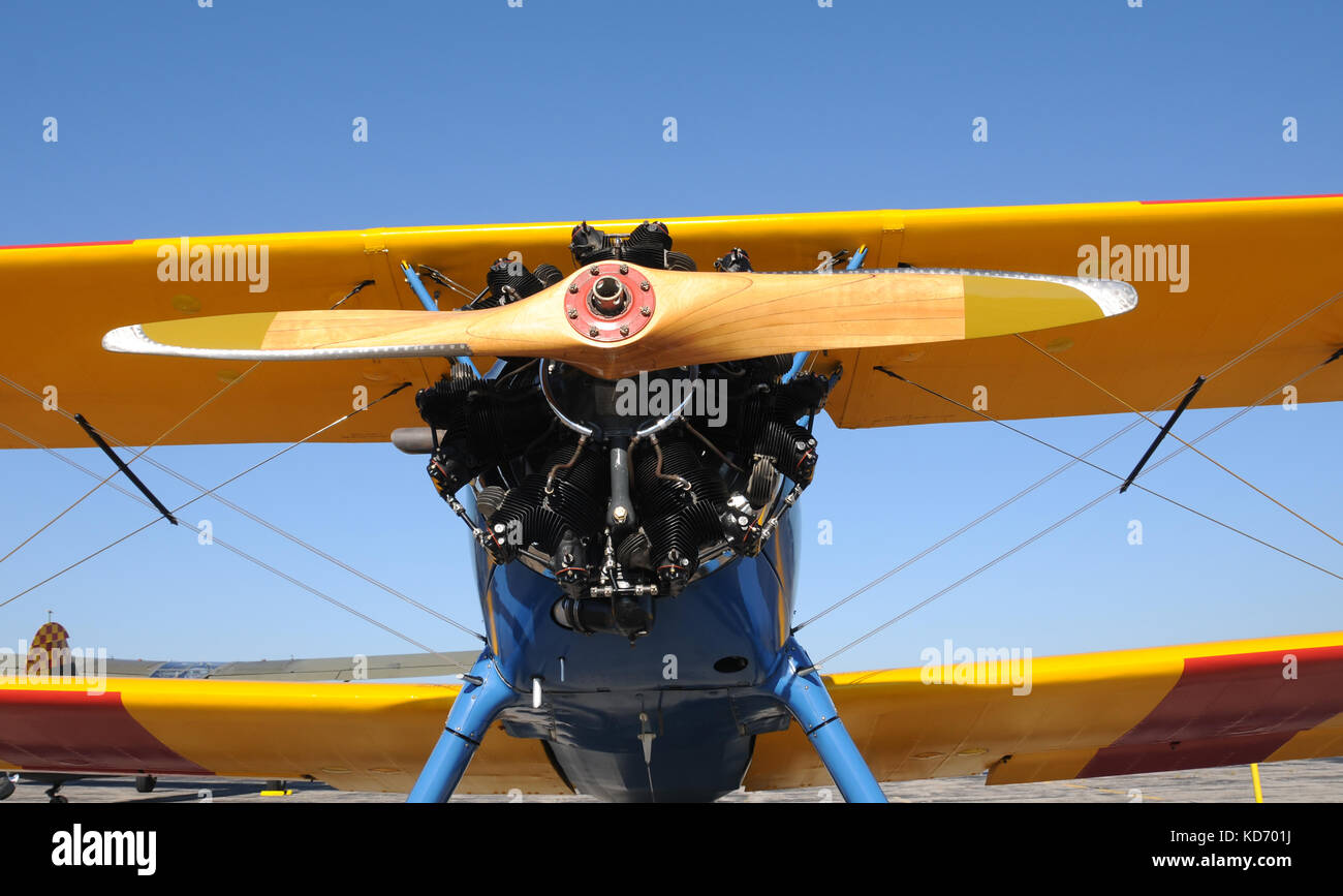Old biplane closeup view Stock Photo - Alamy