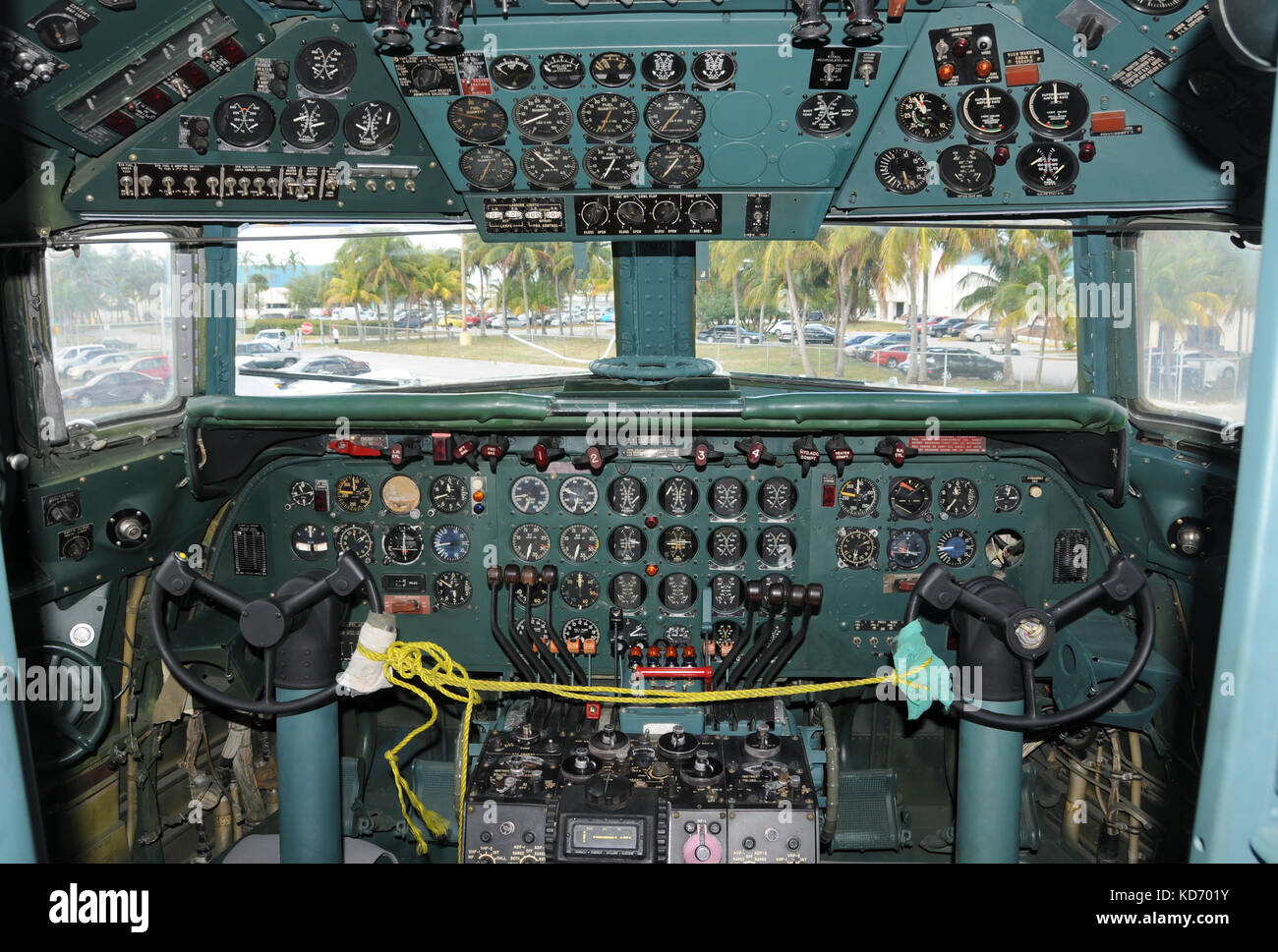 VIntage DC-7 airplane cockpit instrument panel Stock Photo - Alamy