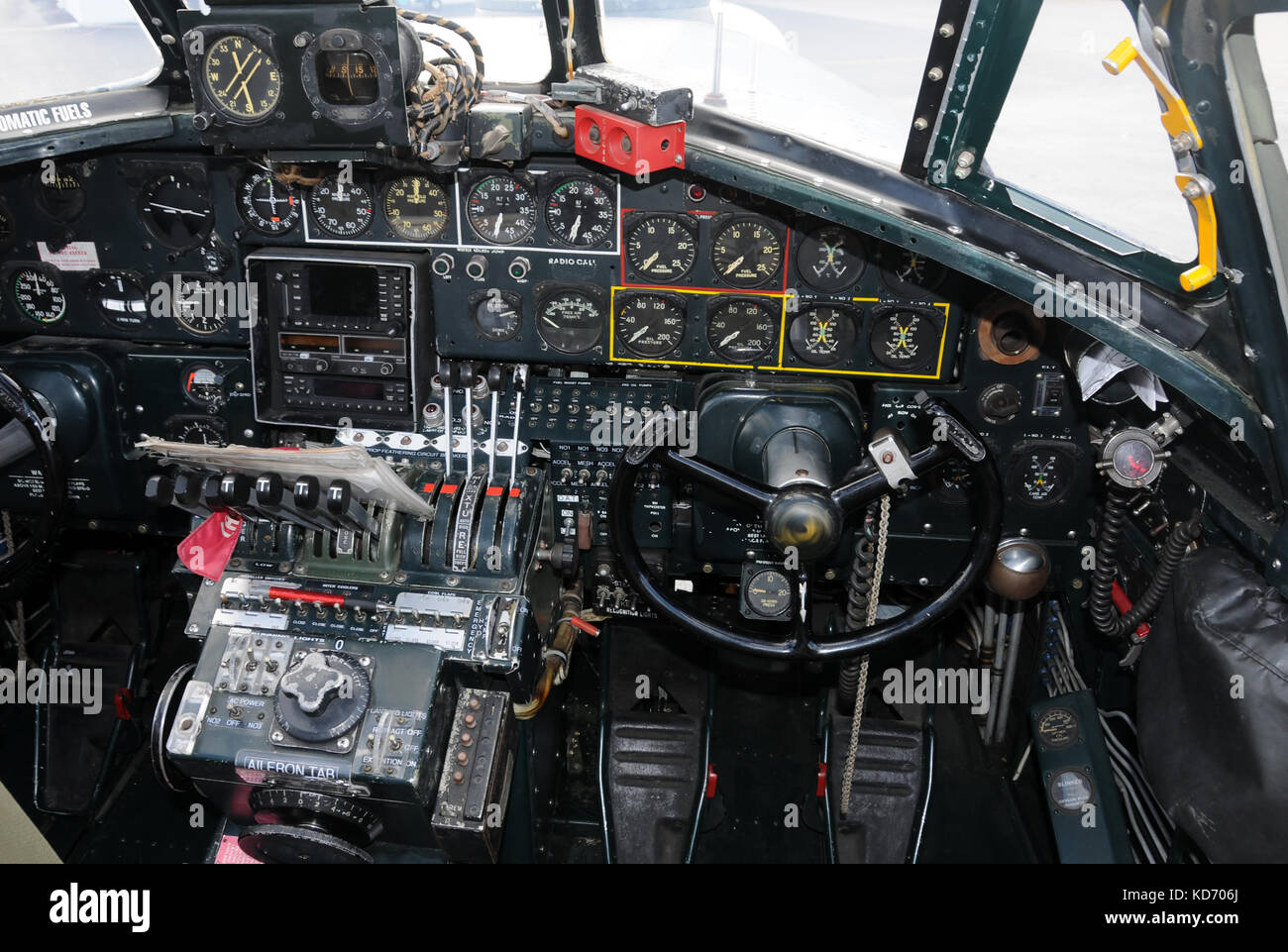Cockpit and instrumentation in world war II era bomber Stock Photo - Alamy