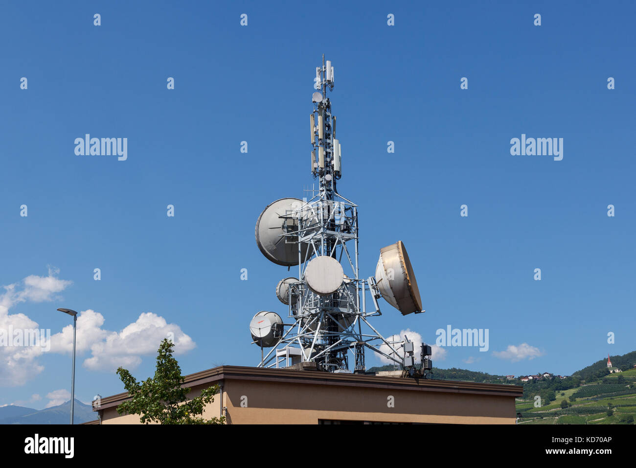 Telecommunication base stations on the roof of the building Stock Photo ...