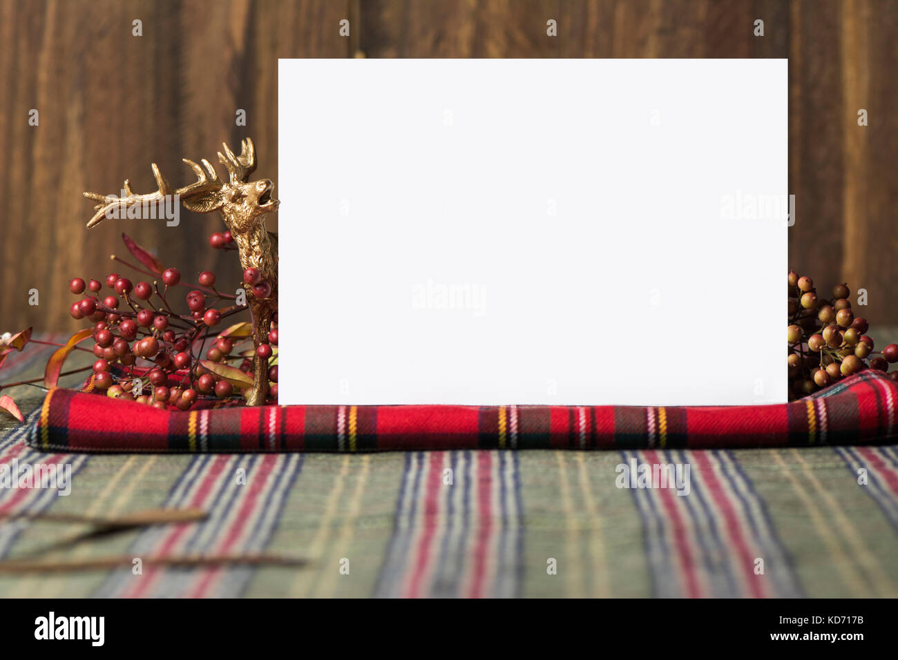 Christmas empty menu, on fabric red checkered Stock Photo - Alamy