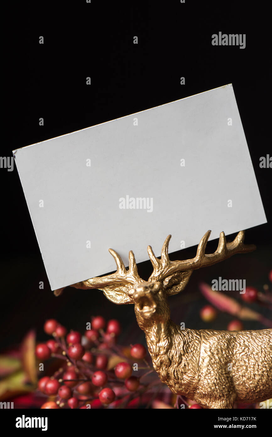 Christmas empty name card, on fabric red checkered Stock Photo - Alamy