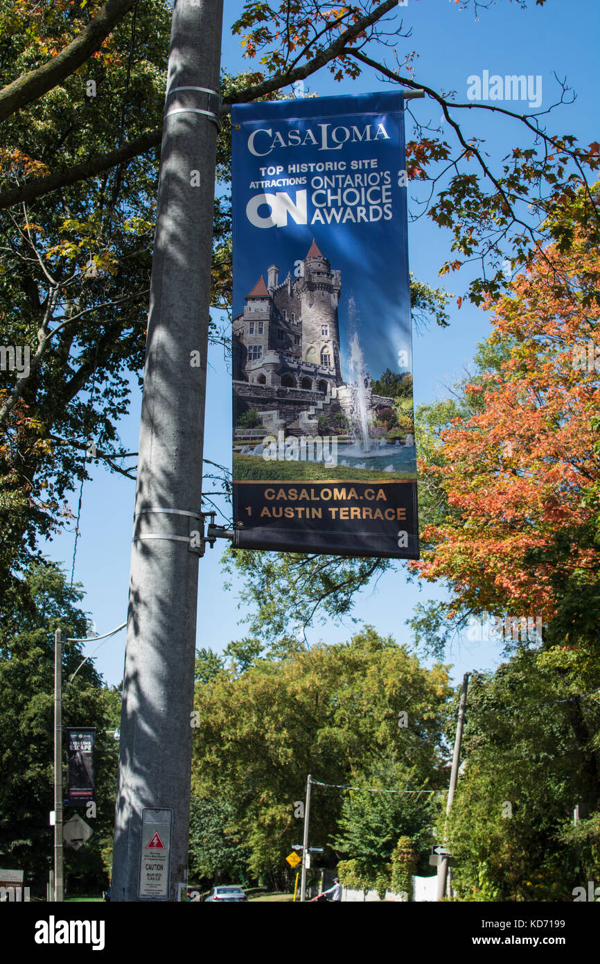 Casa Loma Ontario Canada Toronto trees Autumn leaves golden brown sign ...