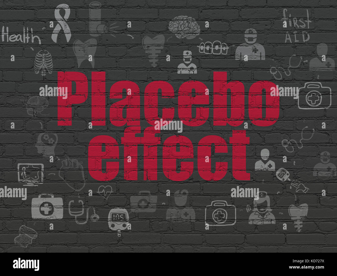 Medicine concept: Placebo Effect on wall background Stock Photo - Alamy