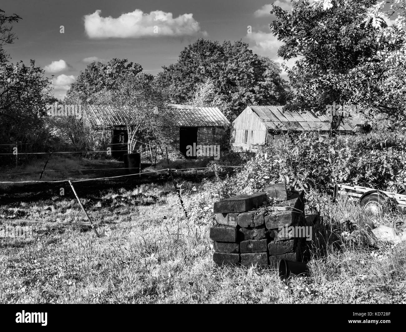Old farm buildings starbeck Black and White Stock Photos & Images - Alamy