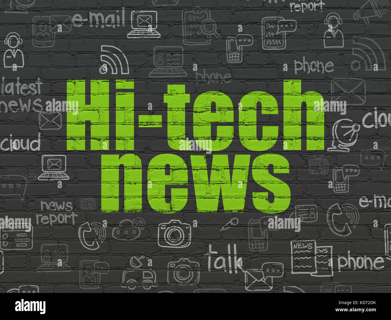 News concept: Hi-tech News on wall background Stock Photo - Alamy
