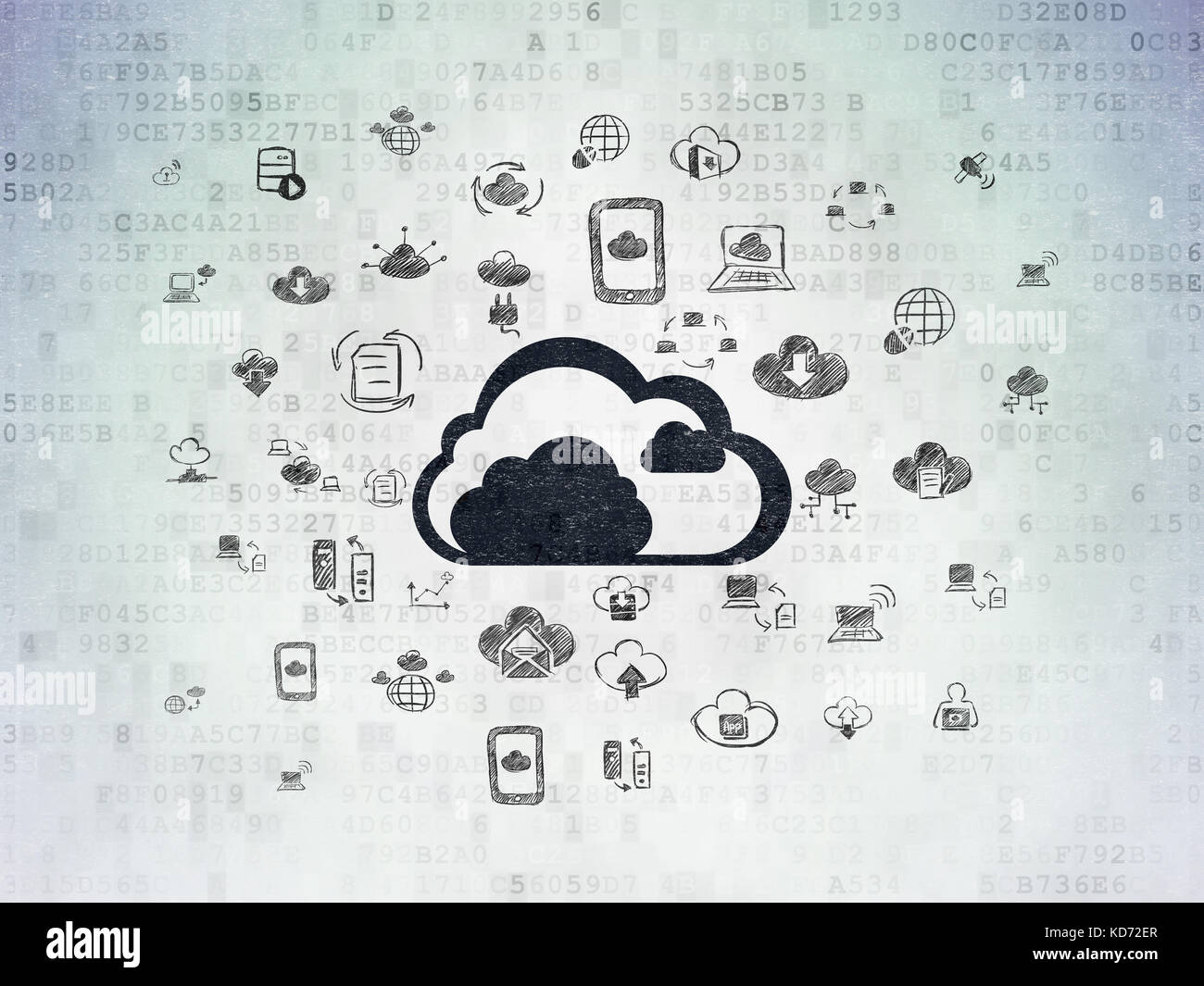 Cloud computing concept: Cloud on Digital Data Paper background Stock ...