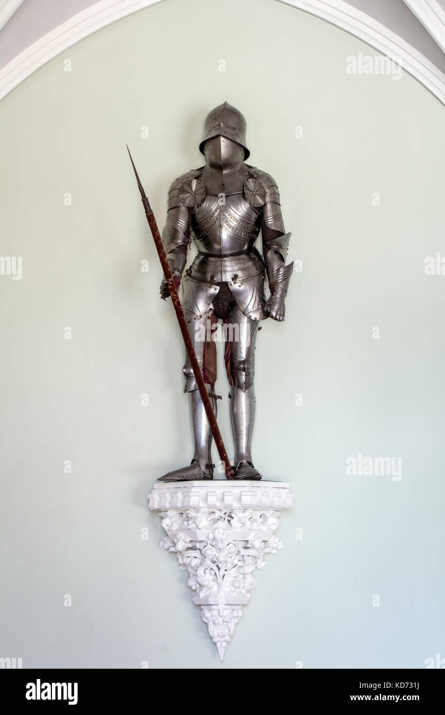 Medieval knight's armor as decoration at wall of Castle Stock Photo - Alamy
