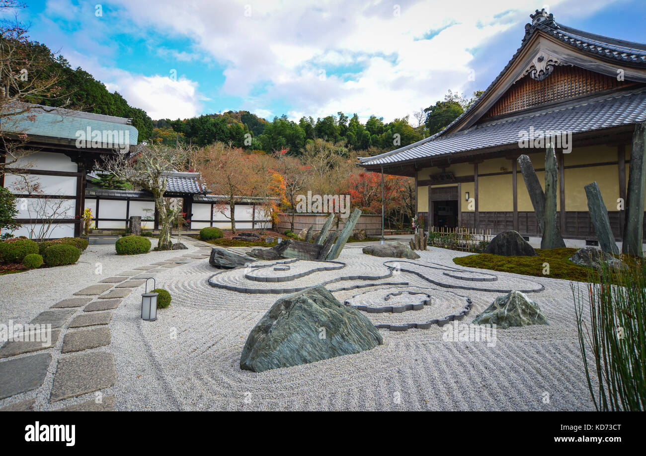 Kyoto, Japan - Nov 29, 2016. Zen garden at Enkoji temple in Kyoto ...