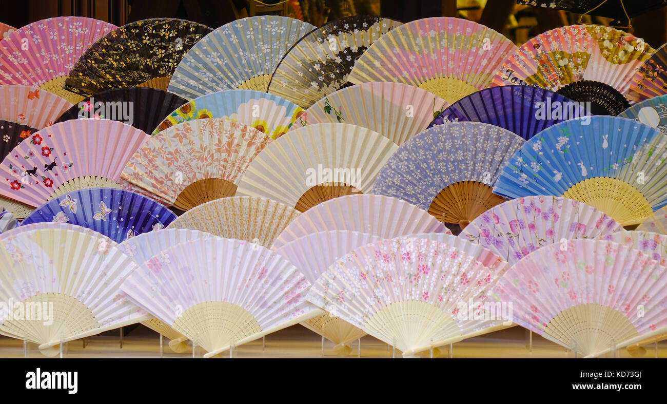 Kyoto, Japan - Nov 29, 2016. Japanese folding fans at a shop in Kyoto ...