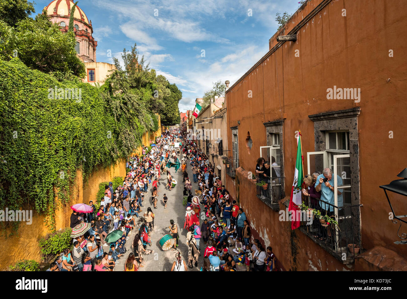 Concheros dance in a procession through the historic district during ...