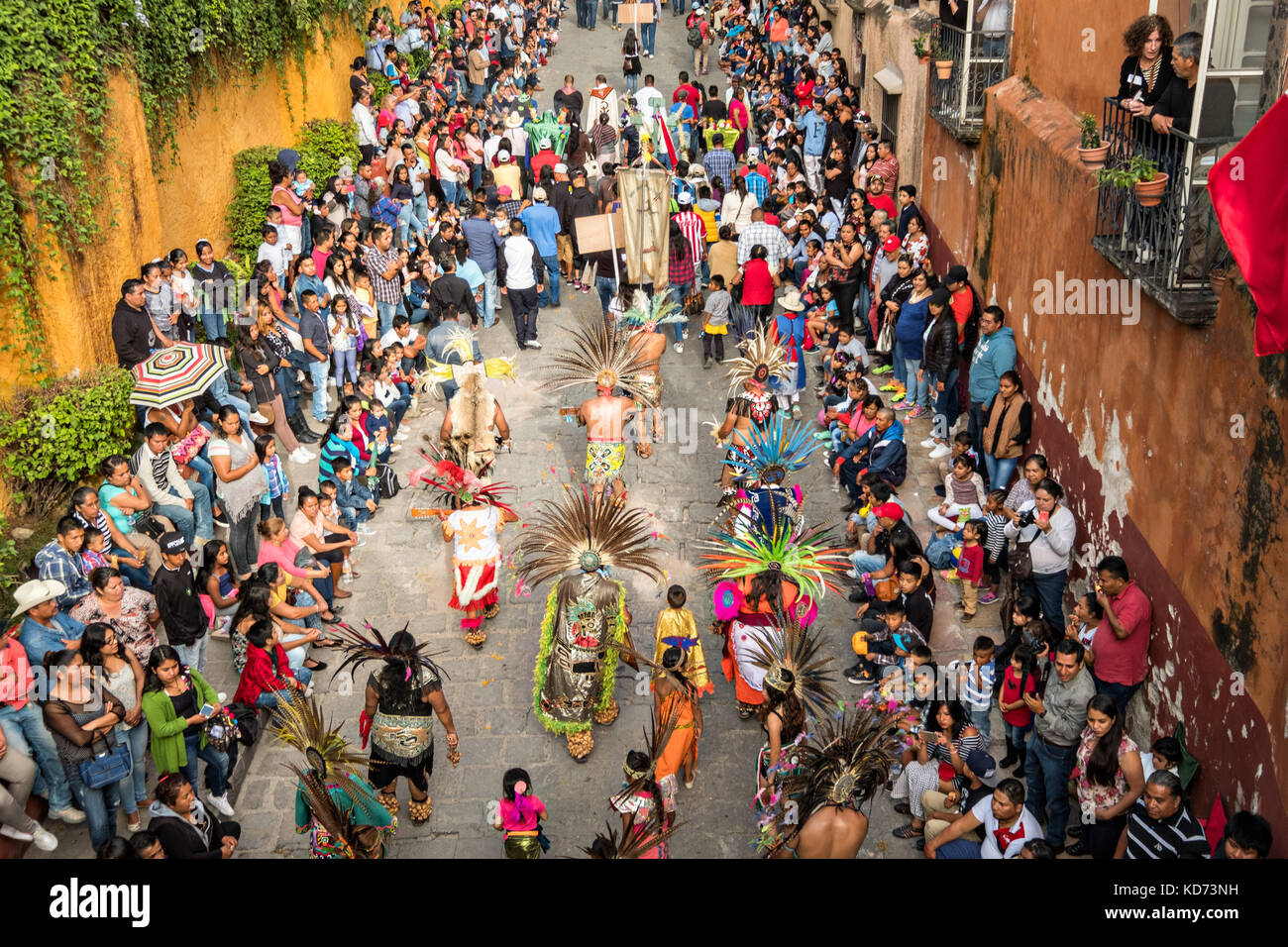 Concheros dance in a procession through the historic district during ...