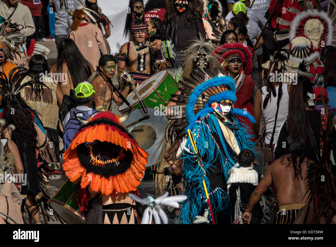 Concheros dance in a procession through the historic district during ...
