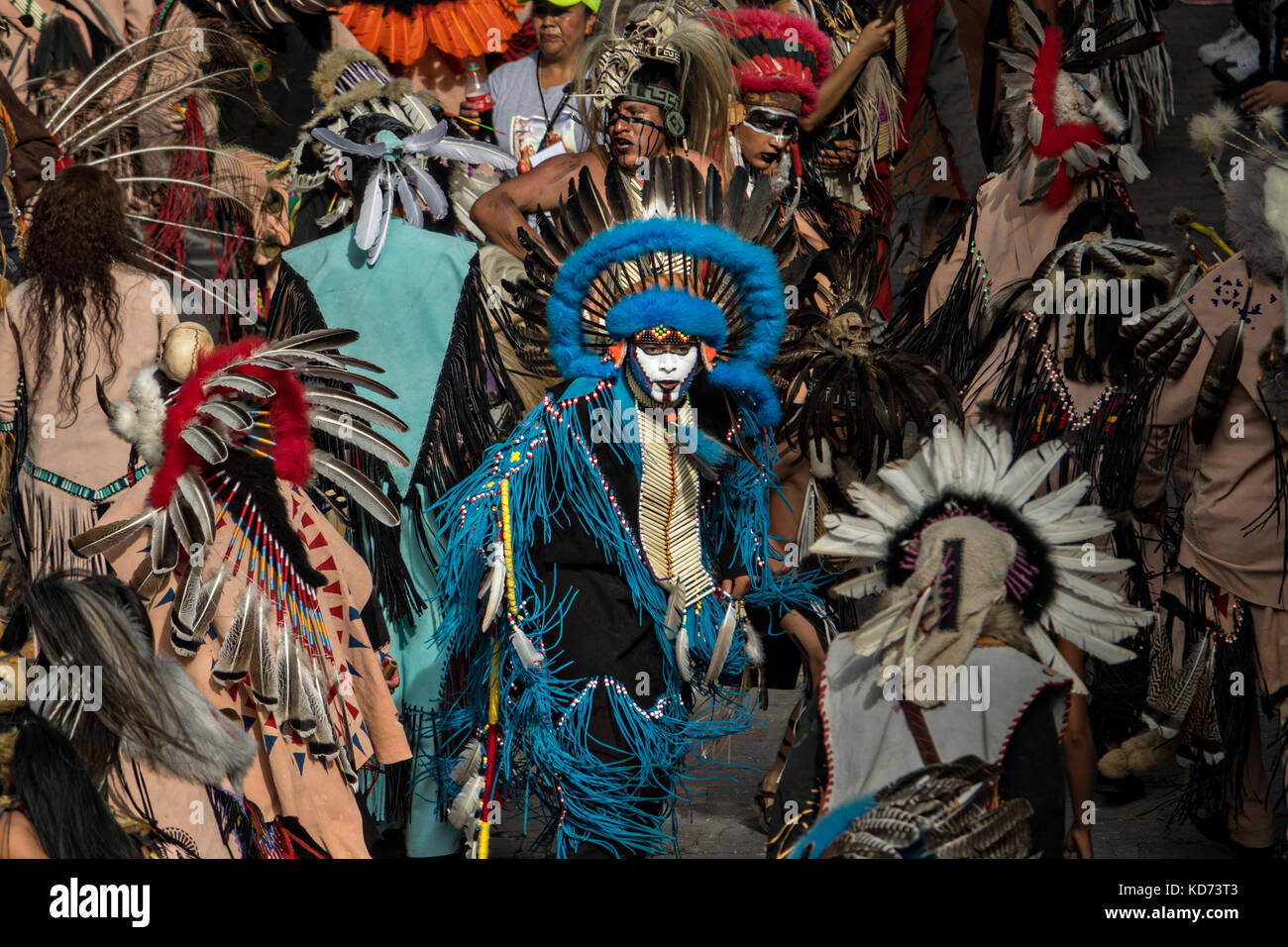 Concheros dance in a procession through the historic district during ...