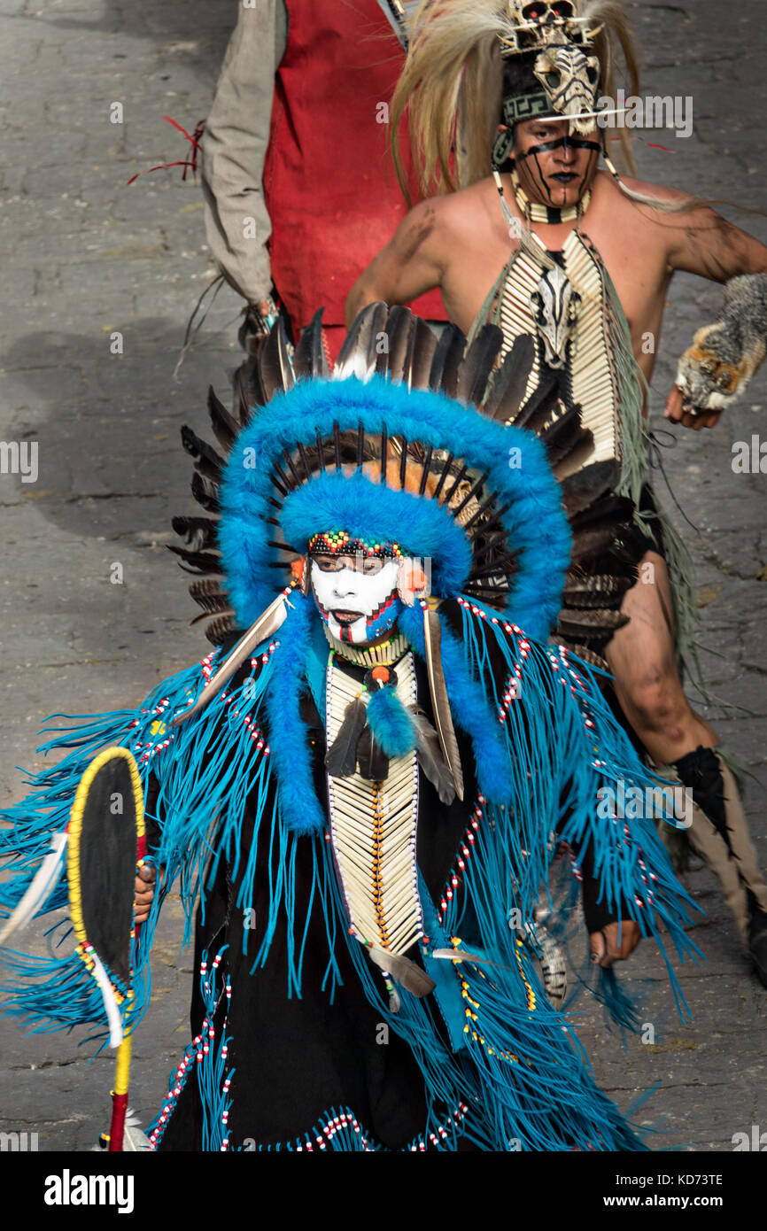 Concheros dance in a procession through the historic district during ...