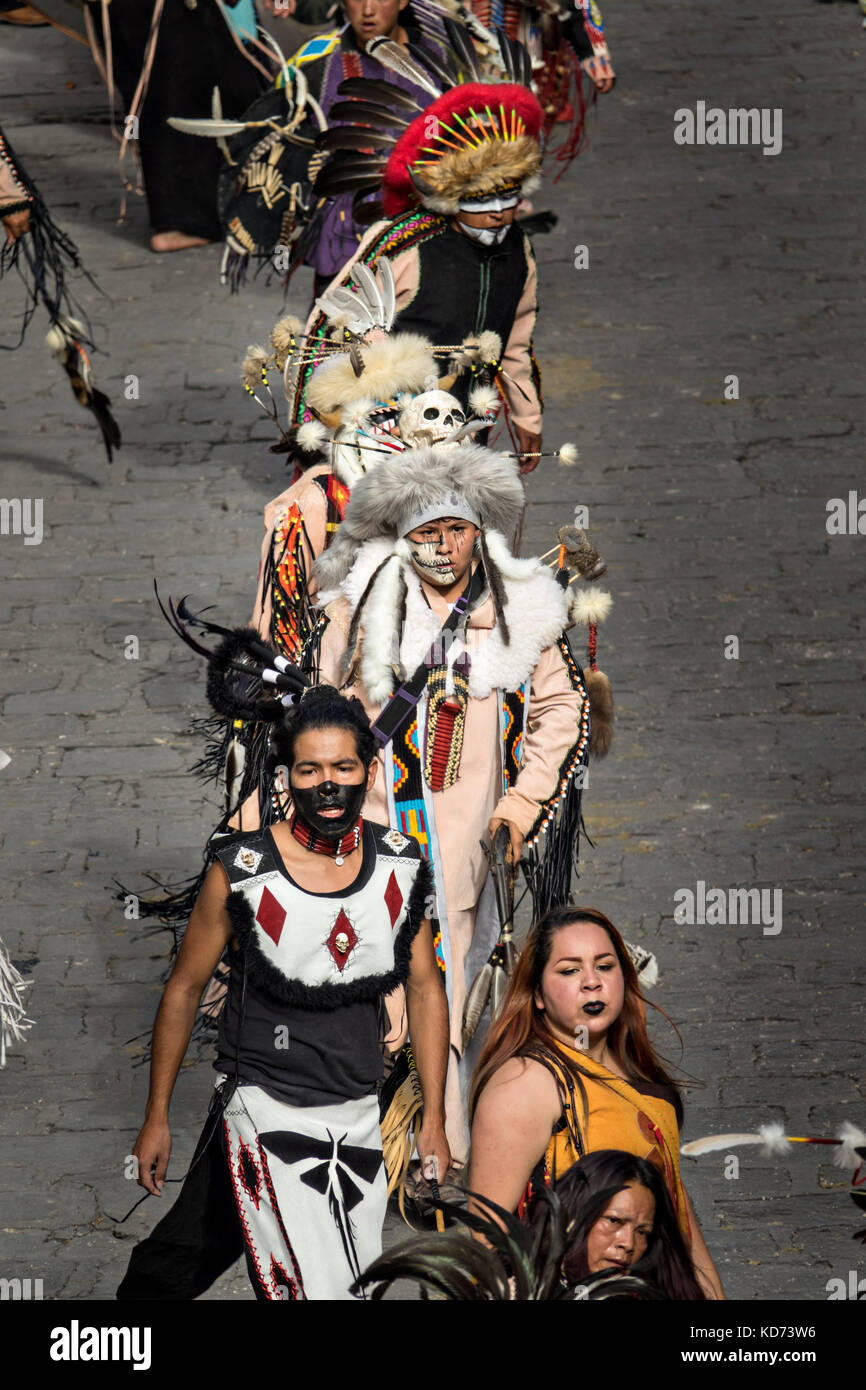 Concheros dance in a procession through the historic district during ...