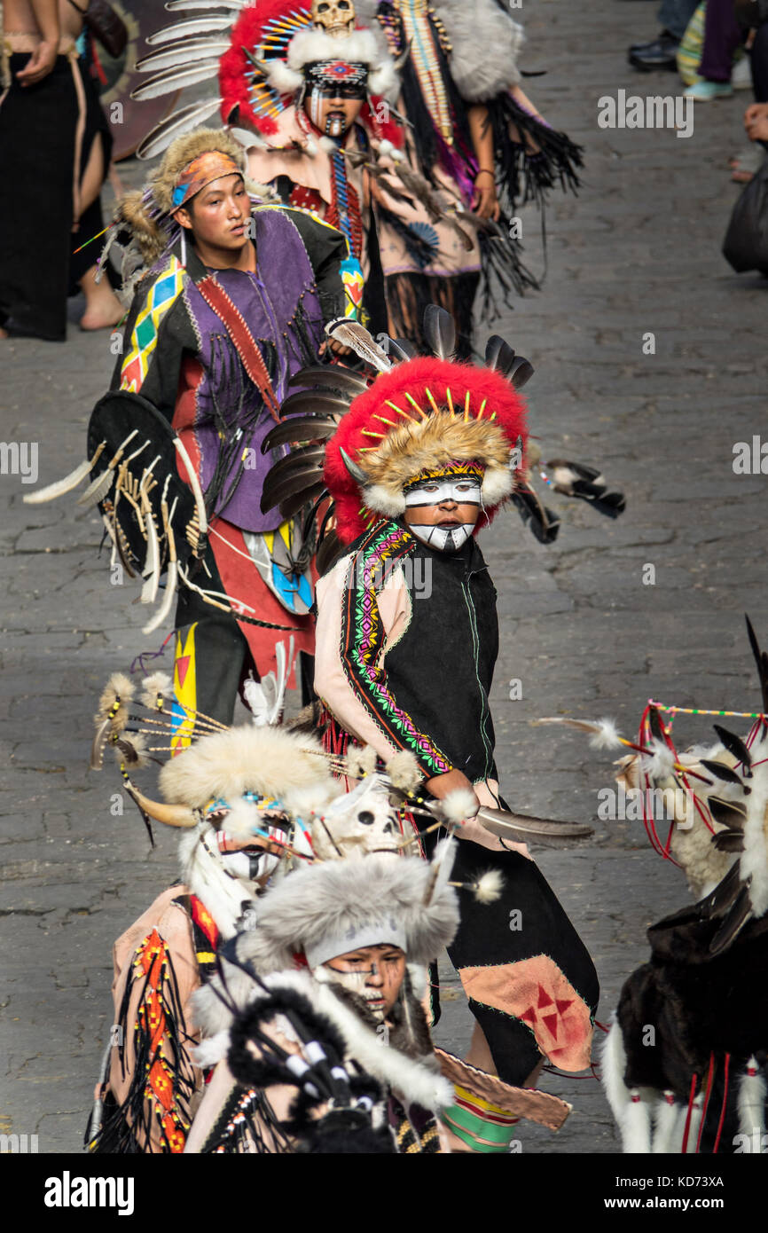Concheros dance in a procession through the historic district during ...