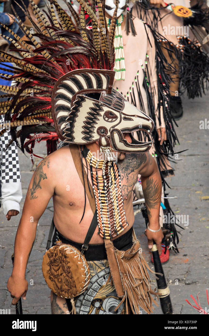 Concheros dance in a procession through the historic district during ...