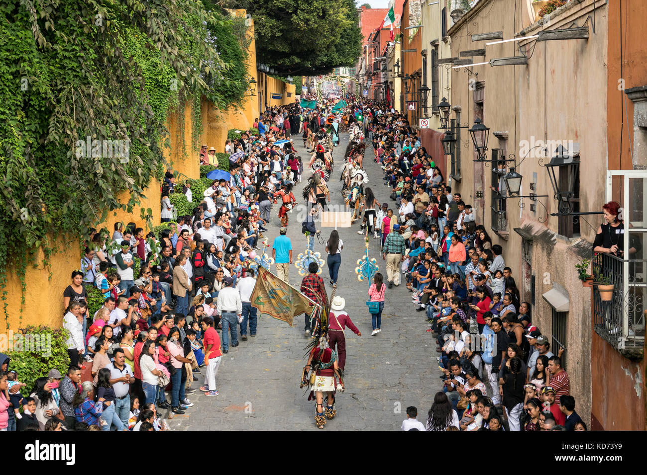 Concheros dance in a procession through the historic district during ...