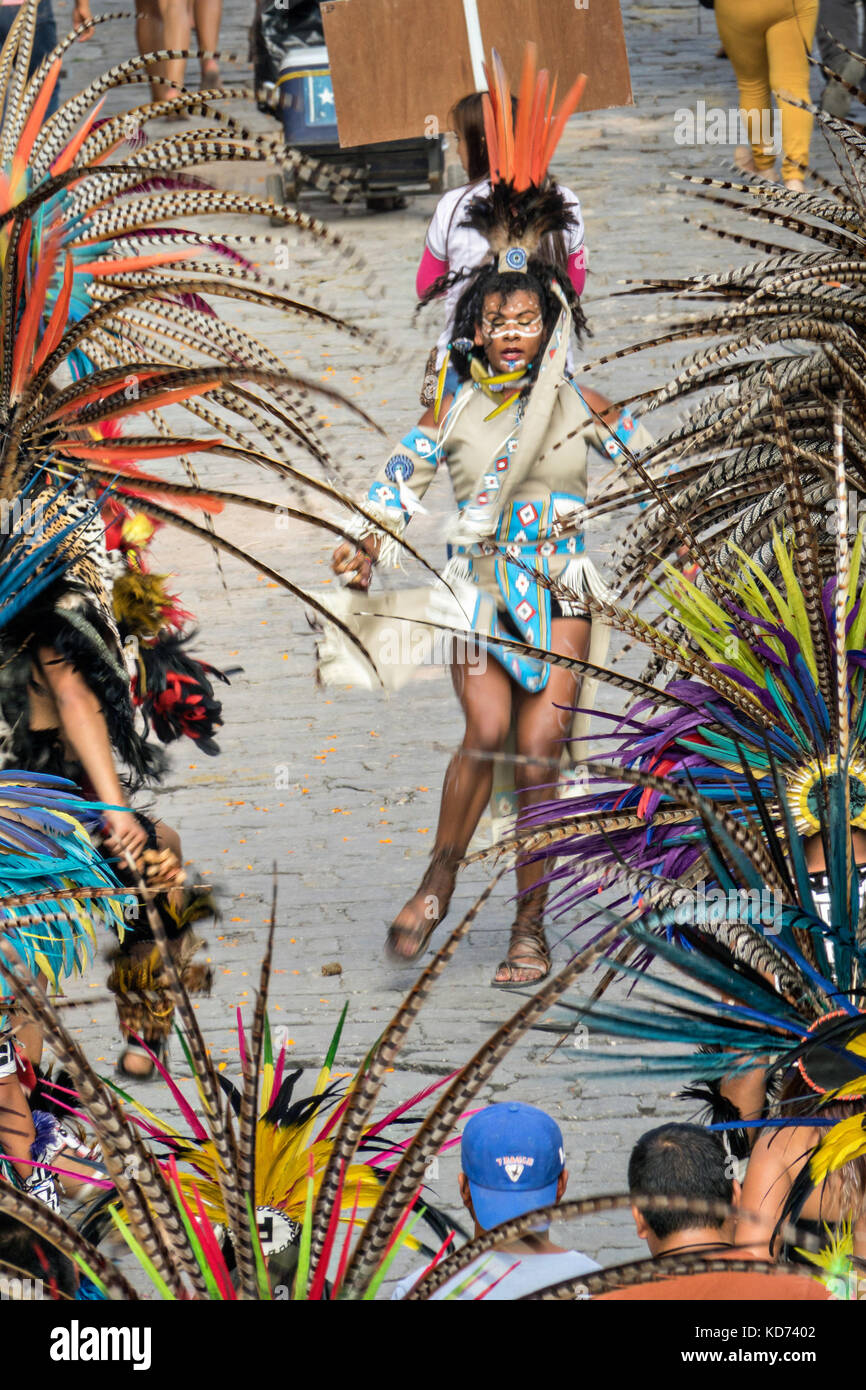 Concheros dance in a procession through the historic district during ...