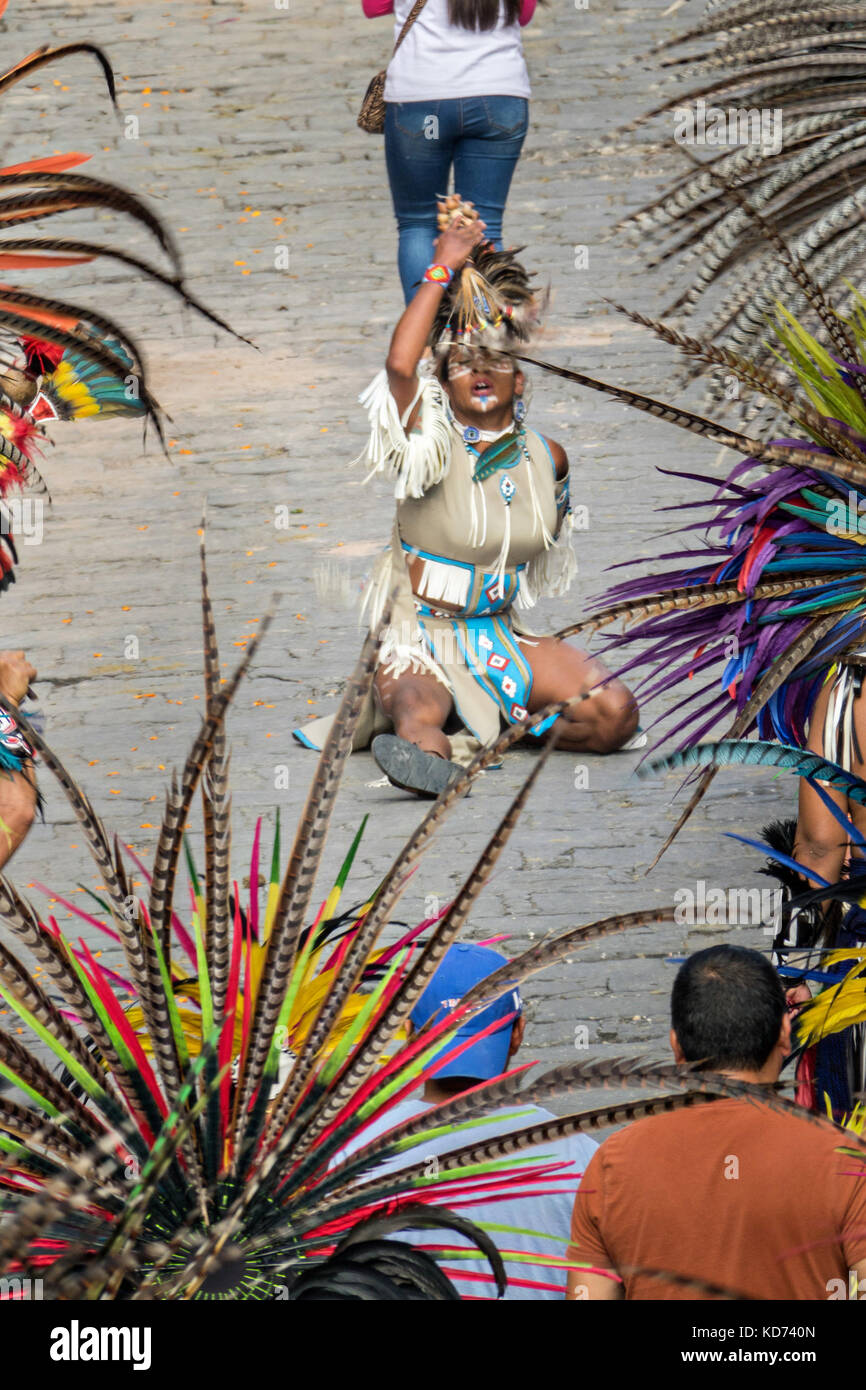 Concheros dance in a procession through the historic district during ...