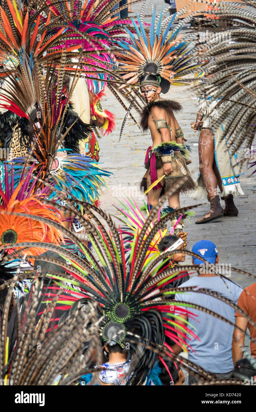 Concheros dance in a procession through the historic district during ...