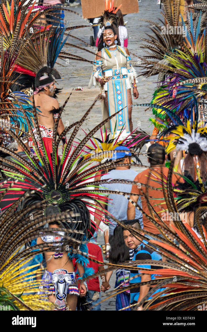 Concheros dance in a procession through the historic district during ...