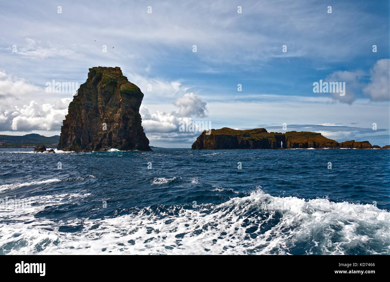 The debris of the ruined volcano in the Atlantic ocean near the island ...